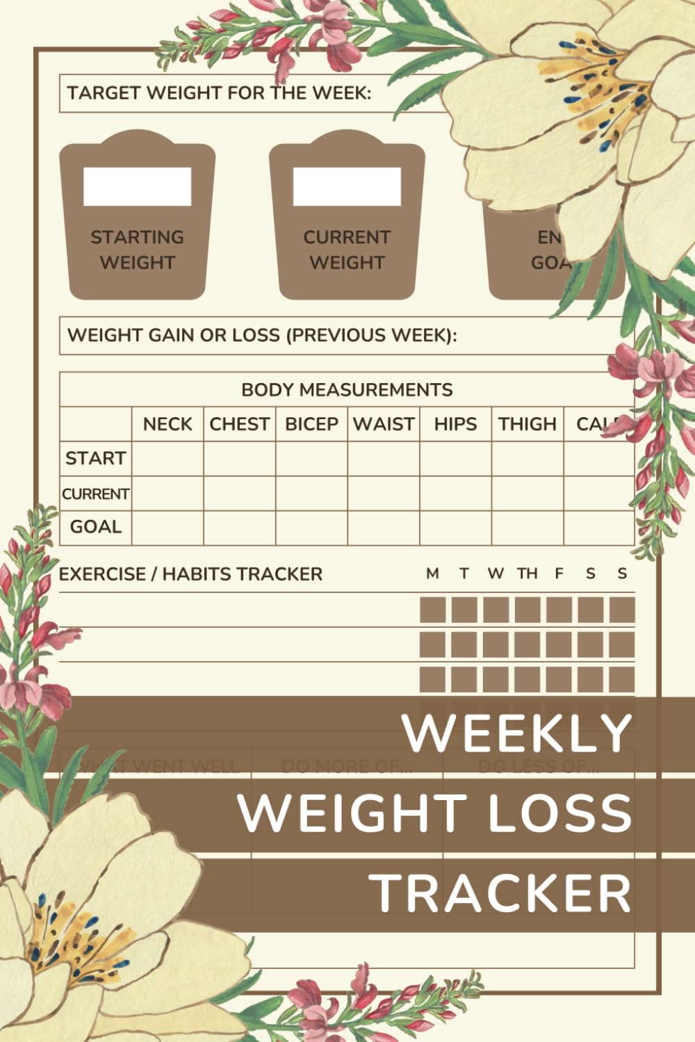 Weekly Weight Loss Tracker: Weight and Body Measurement Journal to ...