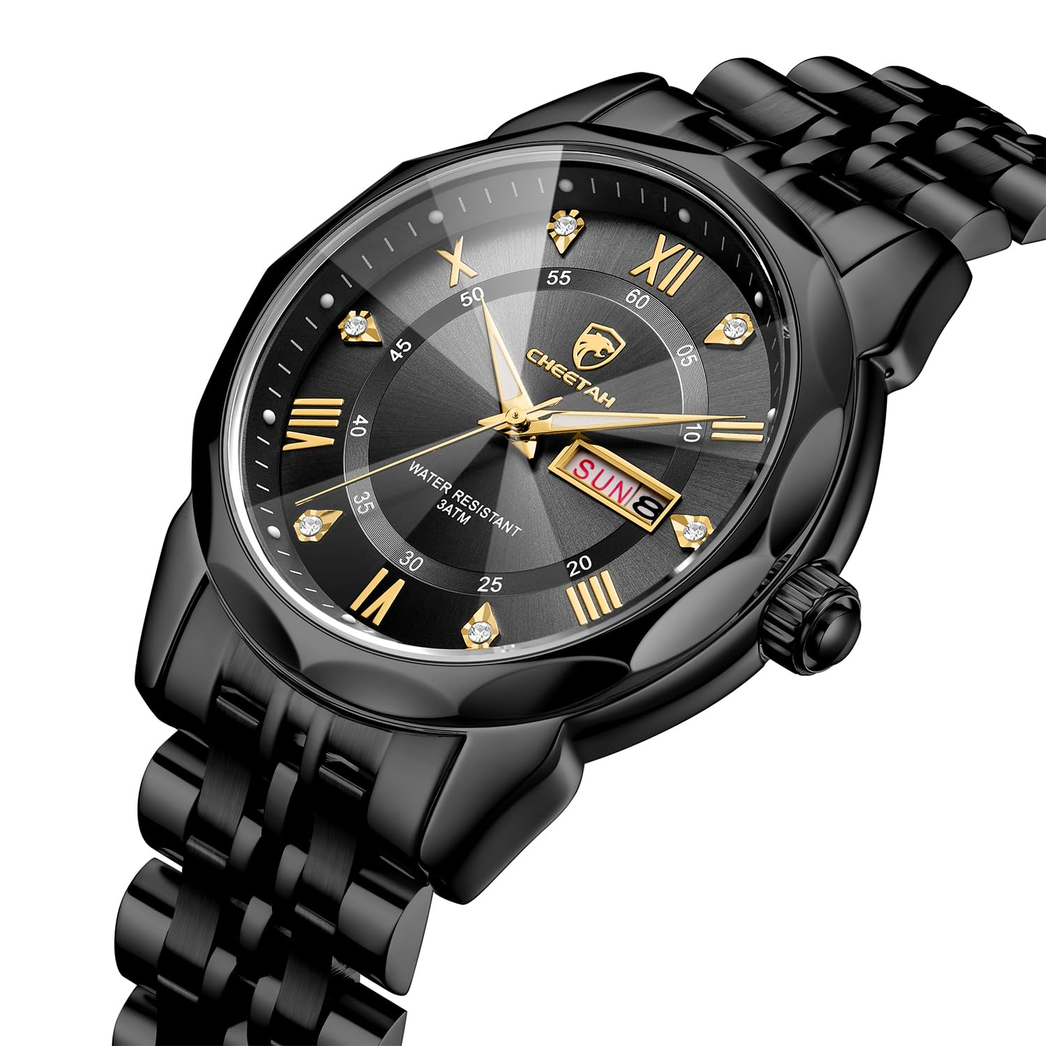 Snapklik.com : CHEETAH Watches For Men In Black Stainless Steel Quartz ...