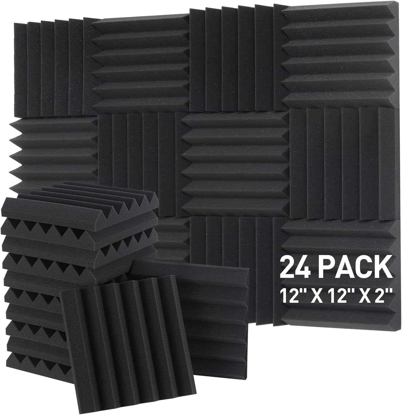 HERTBER-24 Pack Soundproof Wall Panels Self Adhesive Acoustic Foam 30 x ...