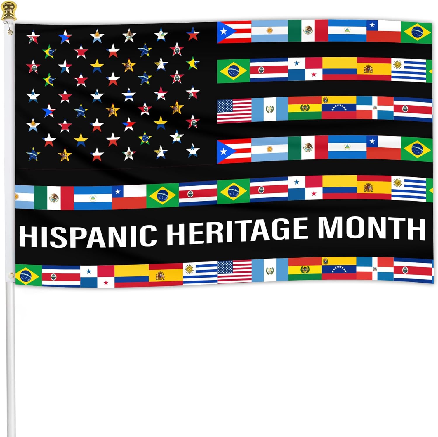 Amazon.com : Hispanic Heritage Month Latin American Flags National 22 ...
