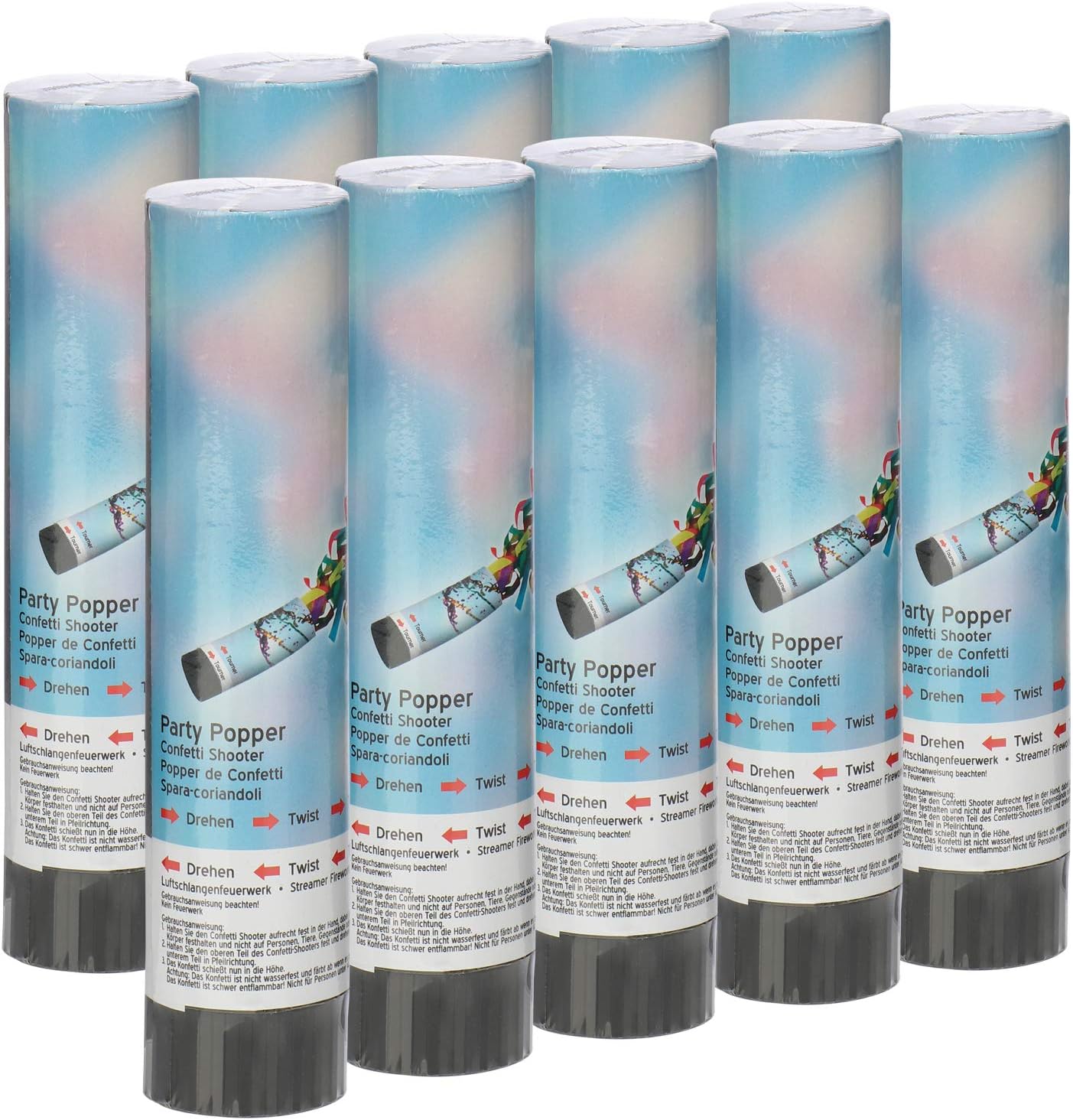 COM-FOUR® 10x Shooting Party Popper Set 20cm, Confetti Cannon for New ...