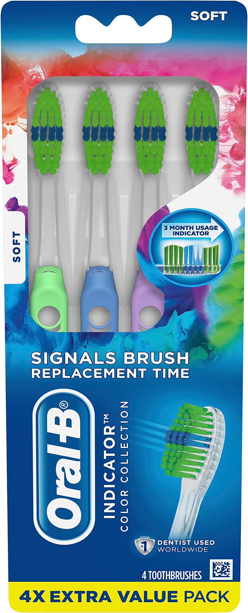 Amazon.com: Oral-B Indicator Color Collection Toothbrushes, Soft, 4 Count