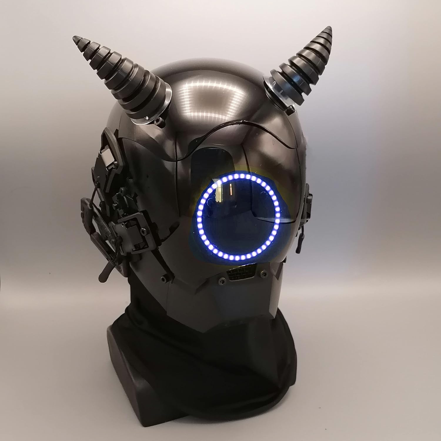 LED Light up Cyberpunk Mask with Devil Horns Futuristic Techwear ...