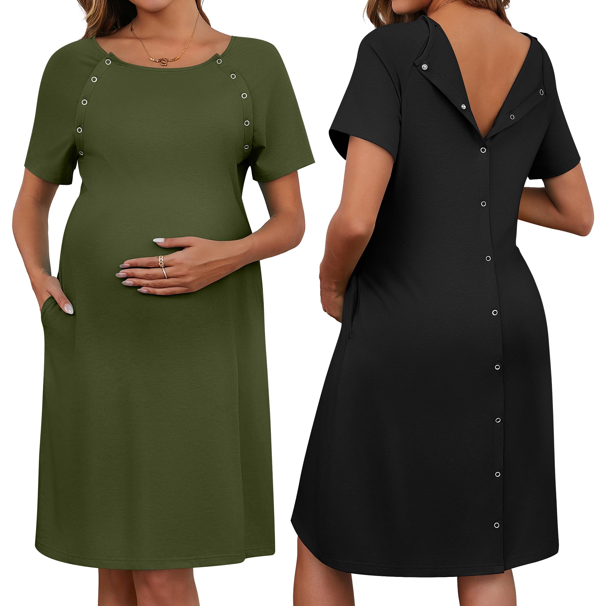 Snapklik.com : Huukeay 2 Pack Labor Delivery Nursing Hospital Gown ...