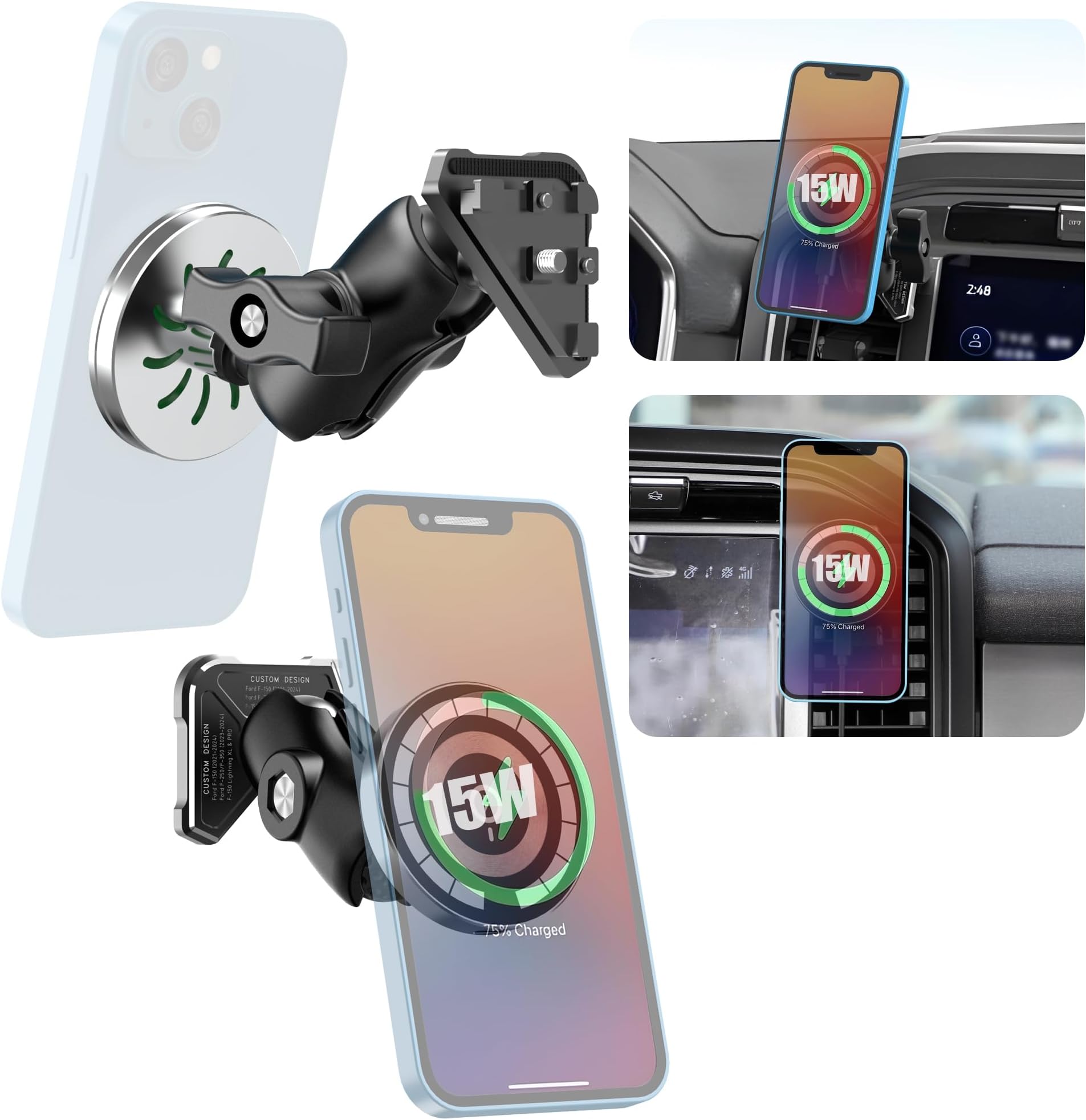 Amazon.com: Magnetic Wireless Car Charger Phone Mount Compatible with ...