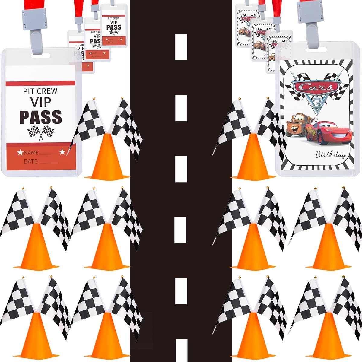 Amazon.com : foci cozi, 63PCS Traffic Cones Checkered Flag Set- Race ...