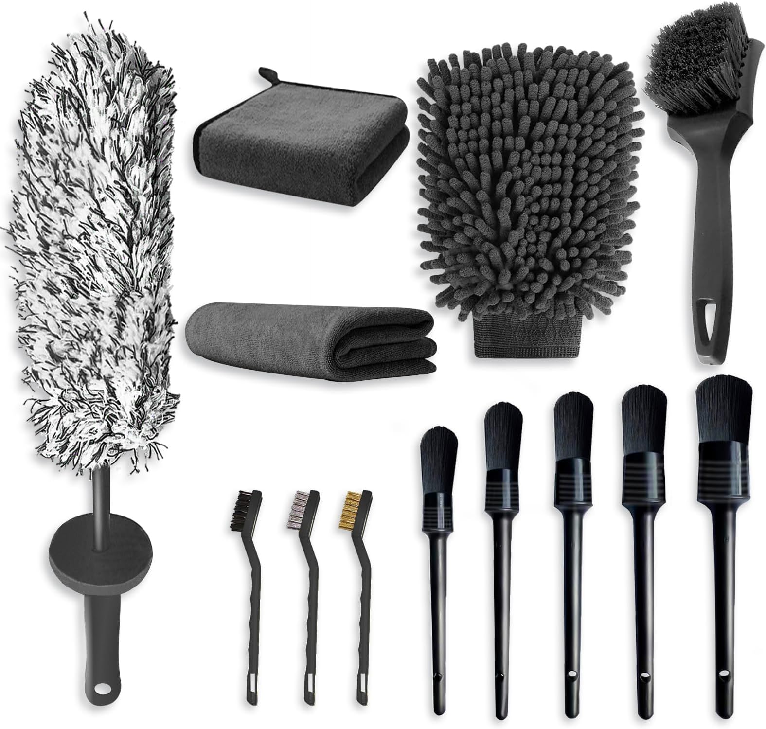 ZANZER 13Pcs Car Cleaning Kit with 40cm Extra Long Alloy Wheel Brush ...