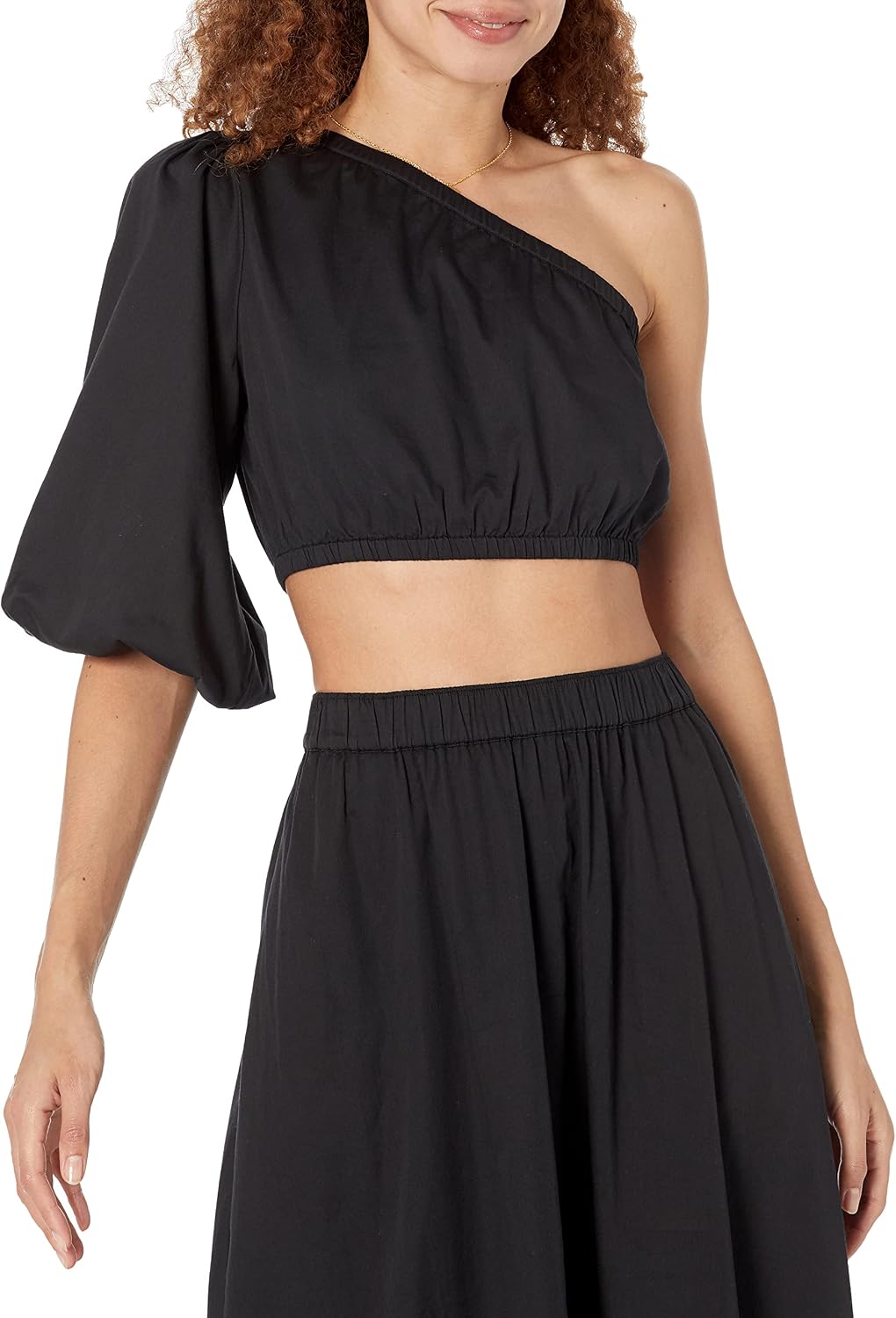 Amazon.com: The Drop Women's Anupa Cotton One-Shoulder Cropped Top ...