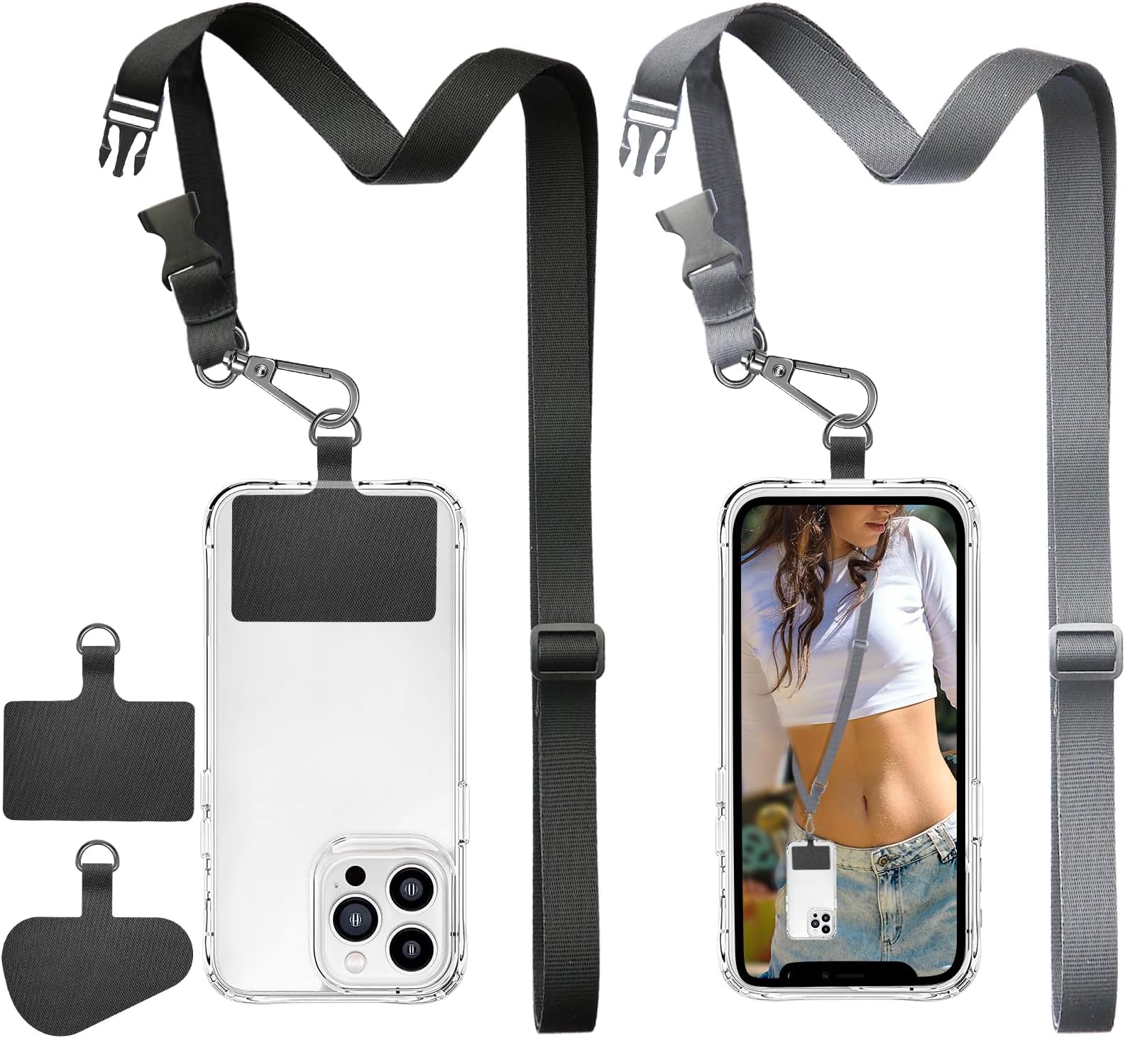 Amazon.com: ROCONTRIP Phone Lanyard 2X Crossbody Cell Phone Strap with ...