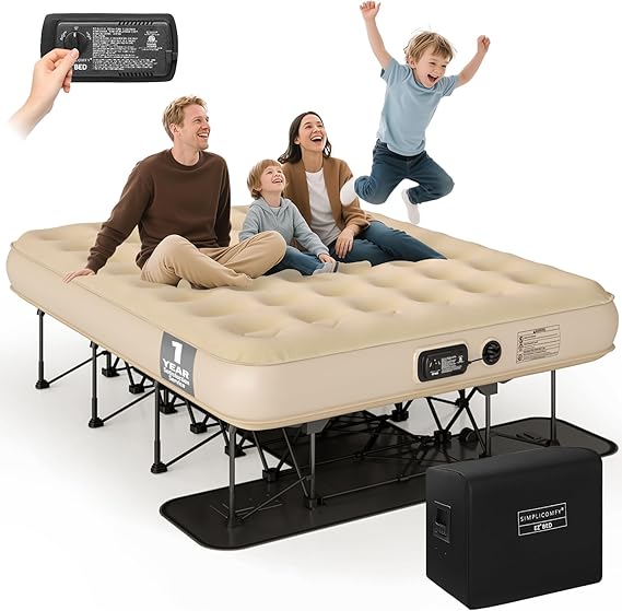 Amazon.com : Simpli Comfy Queen EZ Bed Self-Inflating Air Mattress with ...