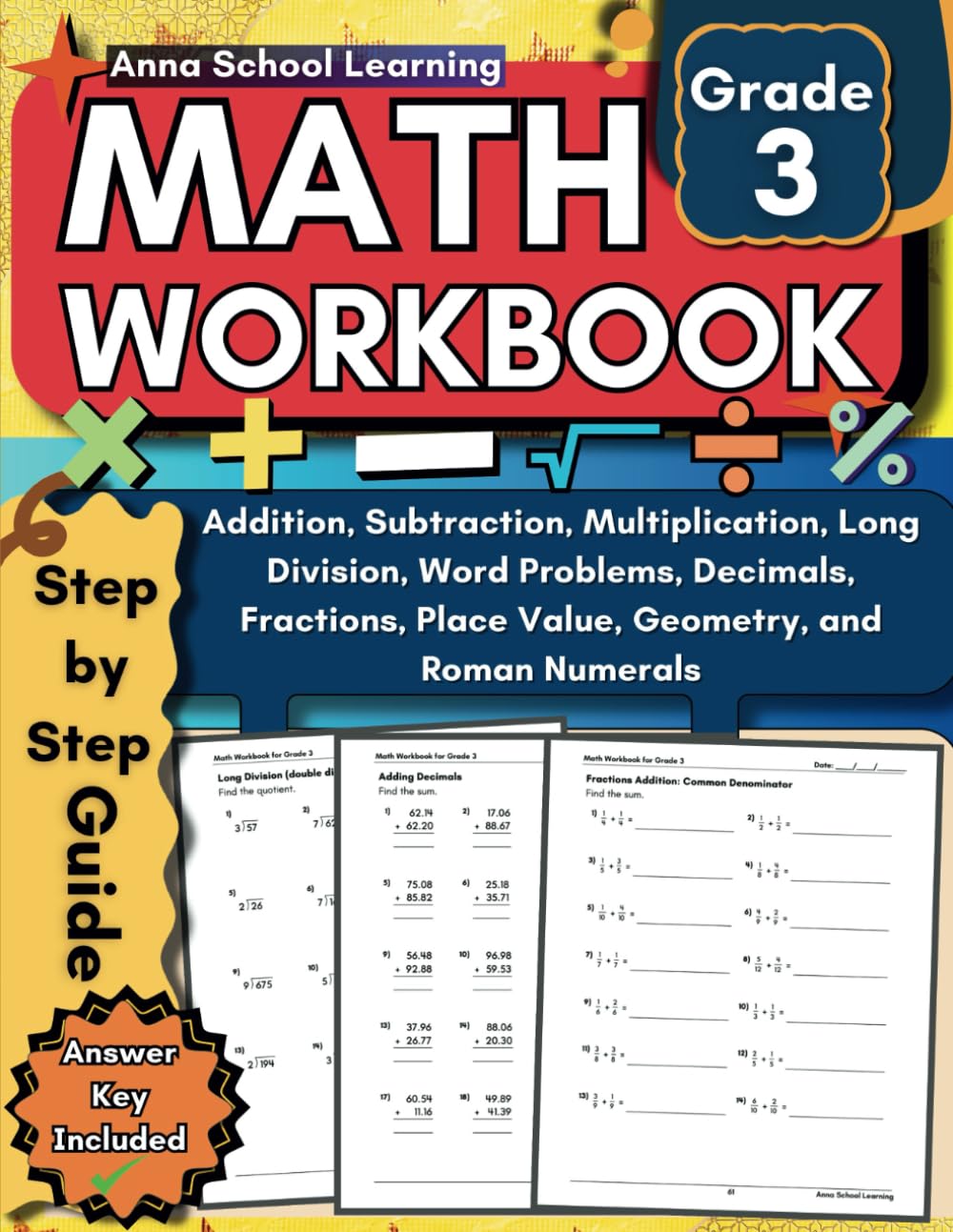 Math Workbook Grade 3: with Addition, Subtraction, Multiplication ...