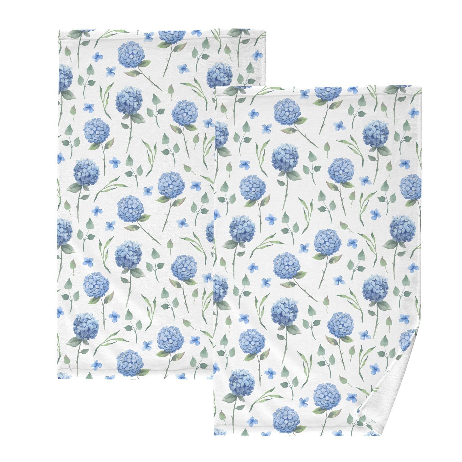 Amazon.com: PBJCKAH Cotton Hand Towels for Bathroom Set of 2 Blue ...