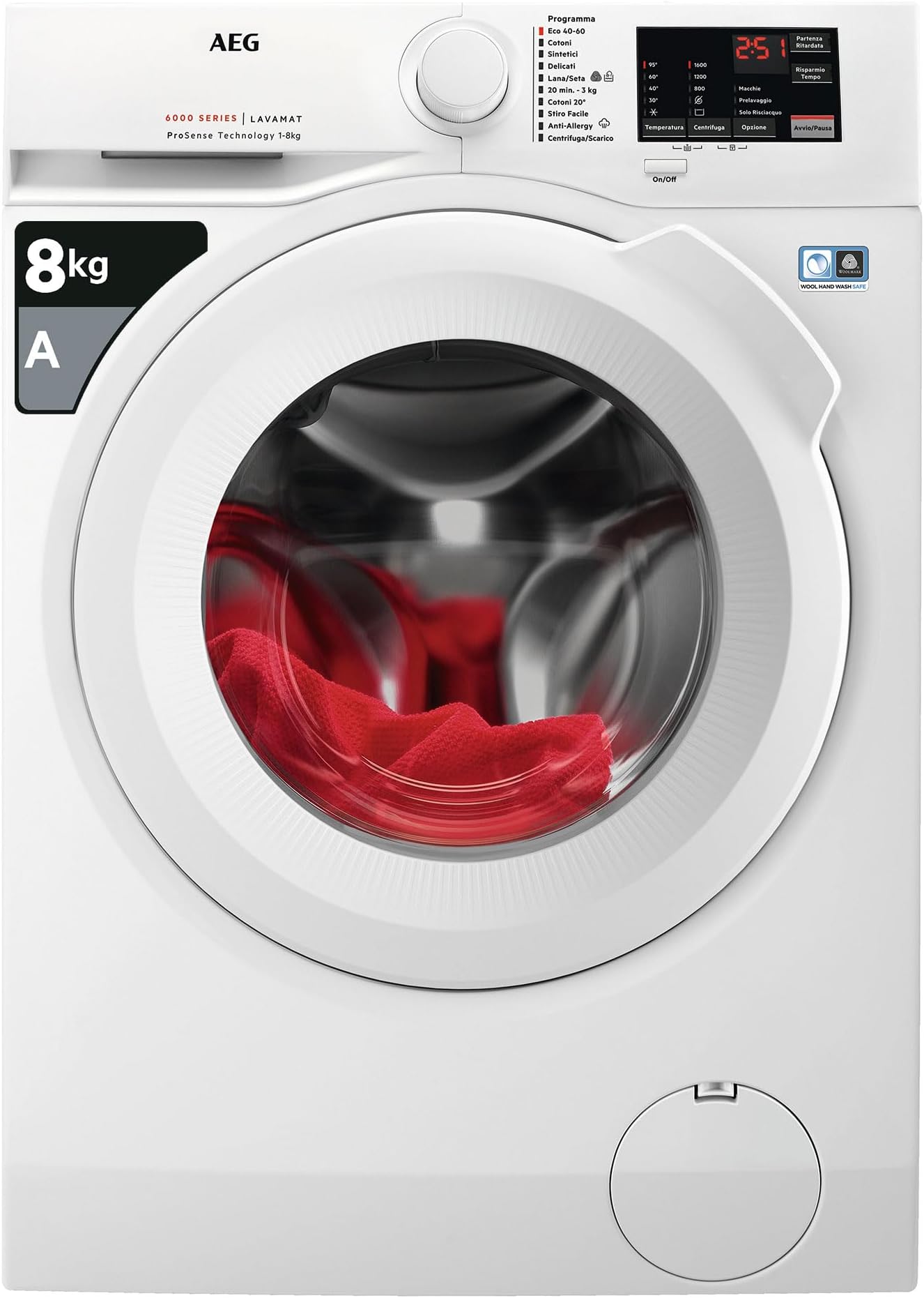 AEG Serie 6000 Lavatrice a Carica Frontale 8 kg, L6FBI6W8 Tecnologia ...