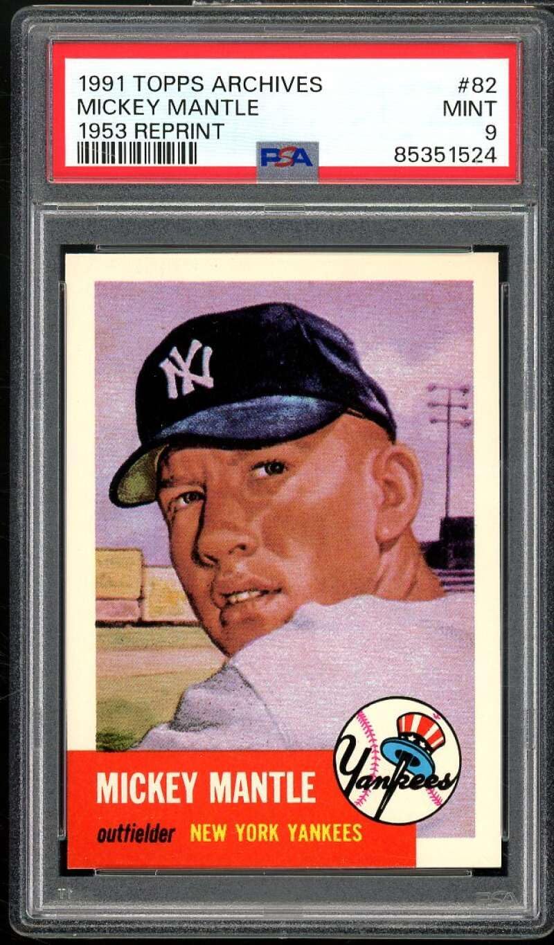 Amazon.com: Mickey Mantle Card 1991 Topps Archives 1953 Reprint #82 PSA ...