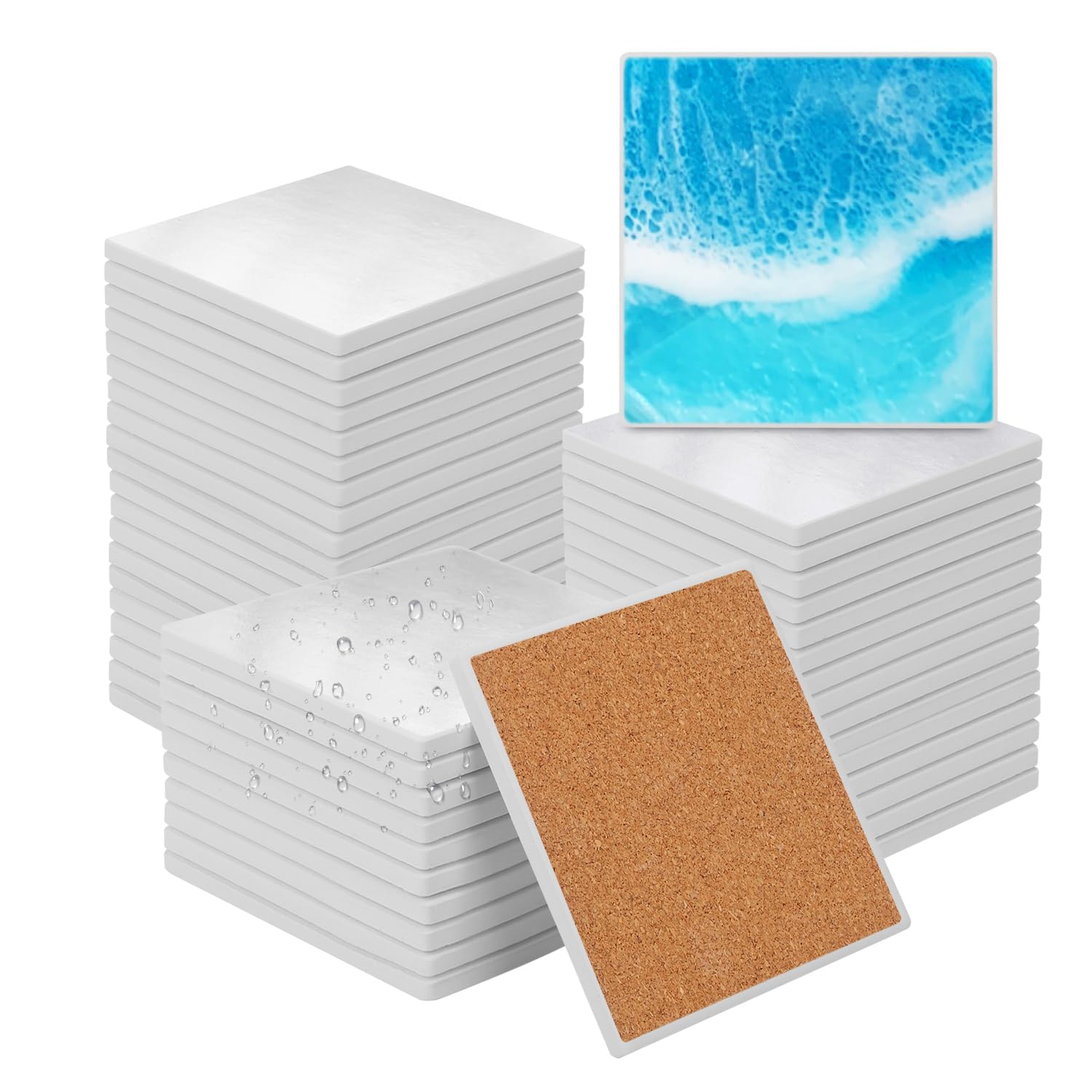 Amazon.com: kukmakri 48 PCS Sublimation Blank Ceramic Coasters with ...
