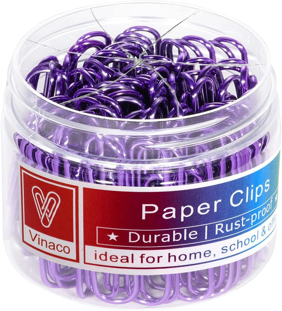 Amazon.com : Vinaco Purple Paper Clips, 400PCS Medium and Jumbo（1.3 ...