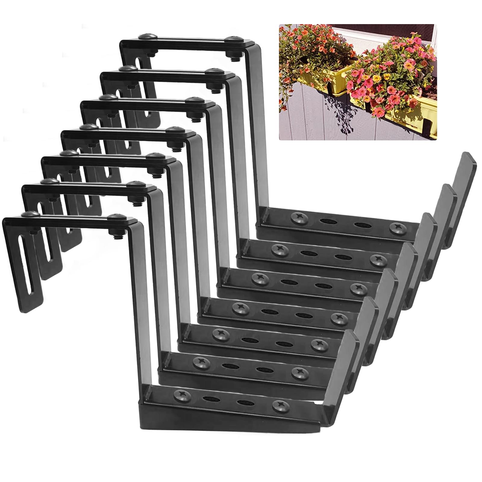 Amazon.com : Window Box Brackets for Railing Adjustable Planter Box ...