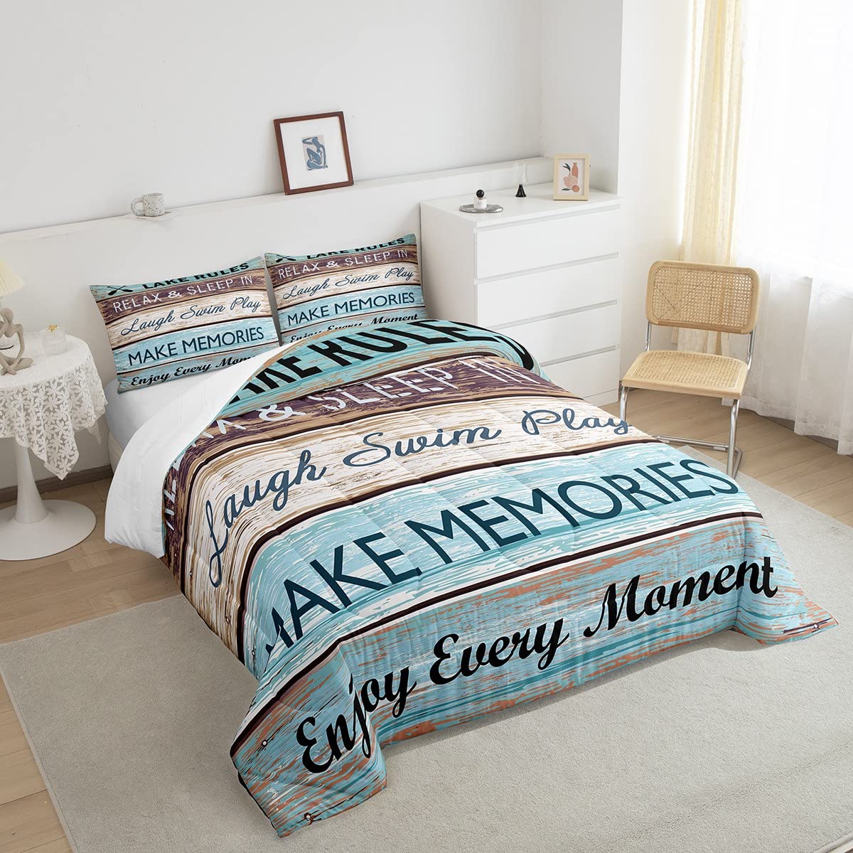 Homewish Rustic Farmhouse Comforter Set Lake House Bedding Set Queen ...