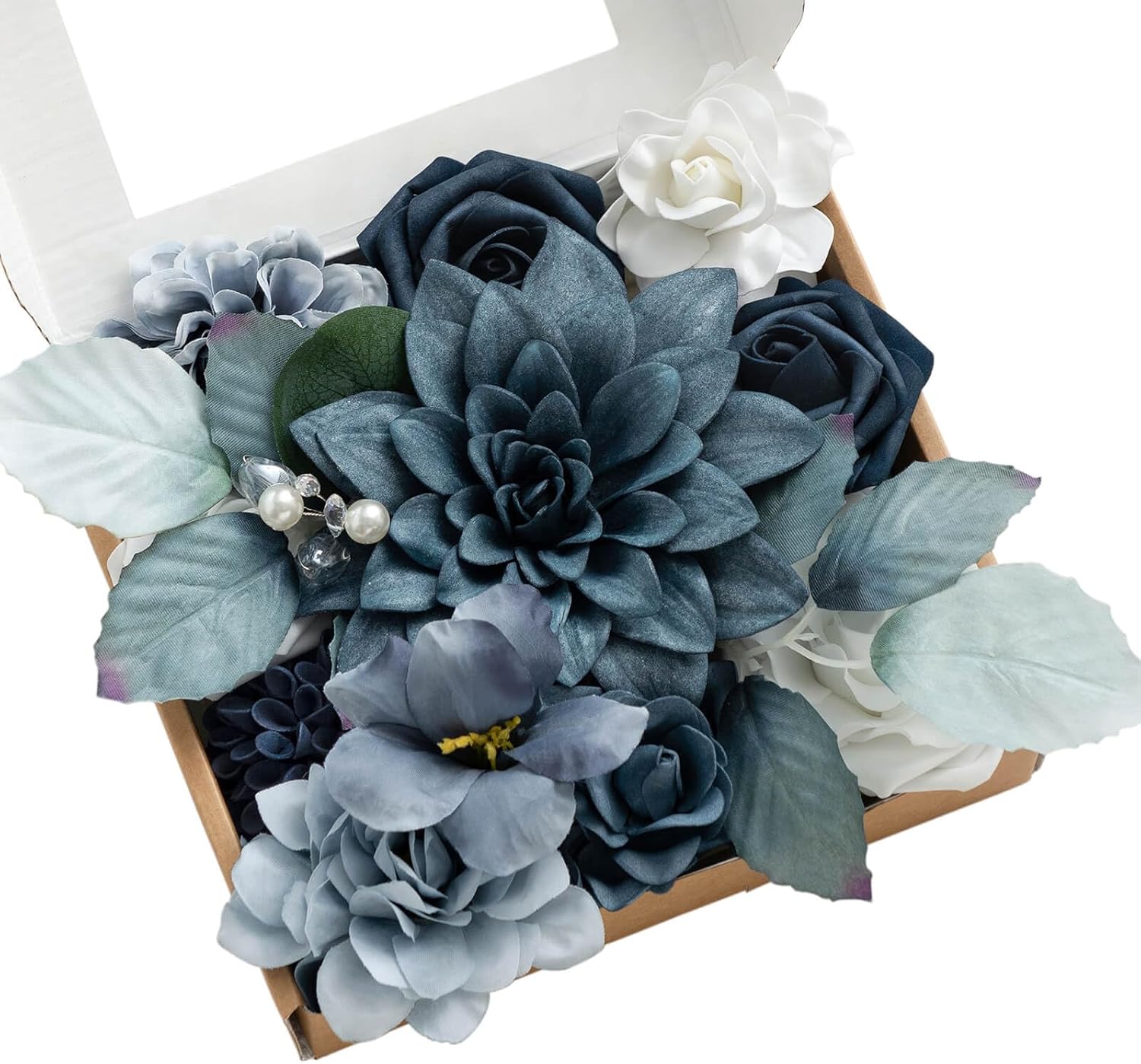 Amazon.com: Ling's moment Fake Flowers Box, Artificial Faux Greenery ...