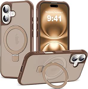 Amazon.com: SKYLMW Compatible with iPhone 16 Case with Invisible Magnetic O-Ring Stand Military ...