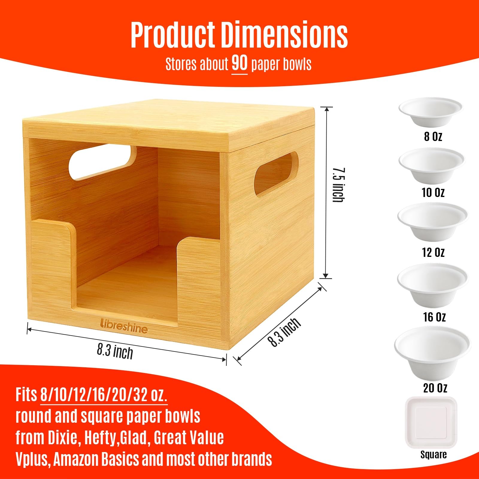 8/10/12/16/20/32 Oz Paper Bowl Dispenser, Kitchen Bamboo Paper Bowl ...