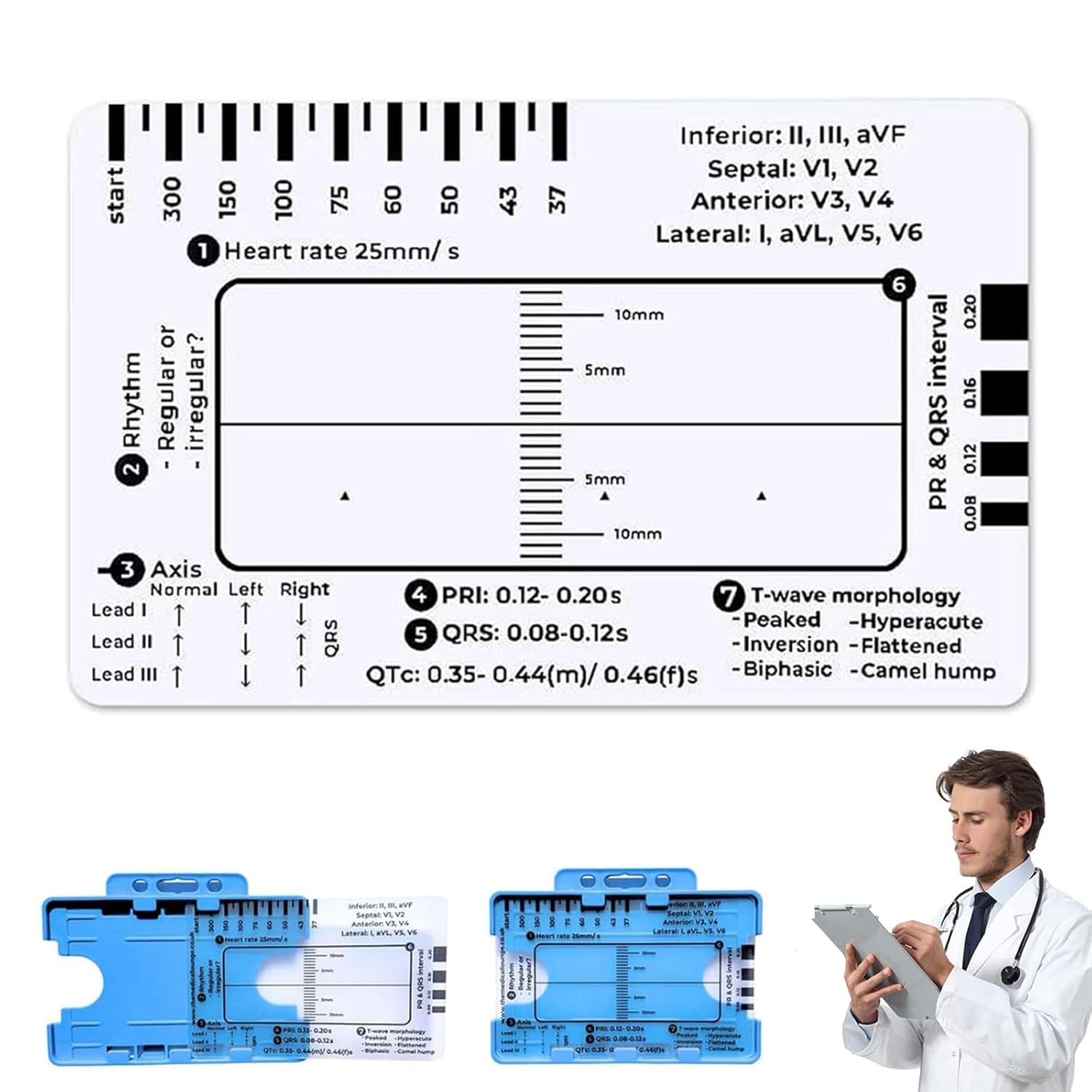 ECG 7 Step Ruler，ECG Reference Guide，ECG Interpreter Make ECG ...