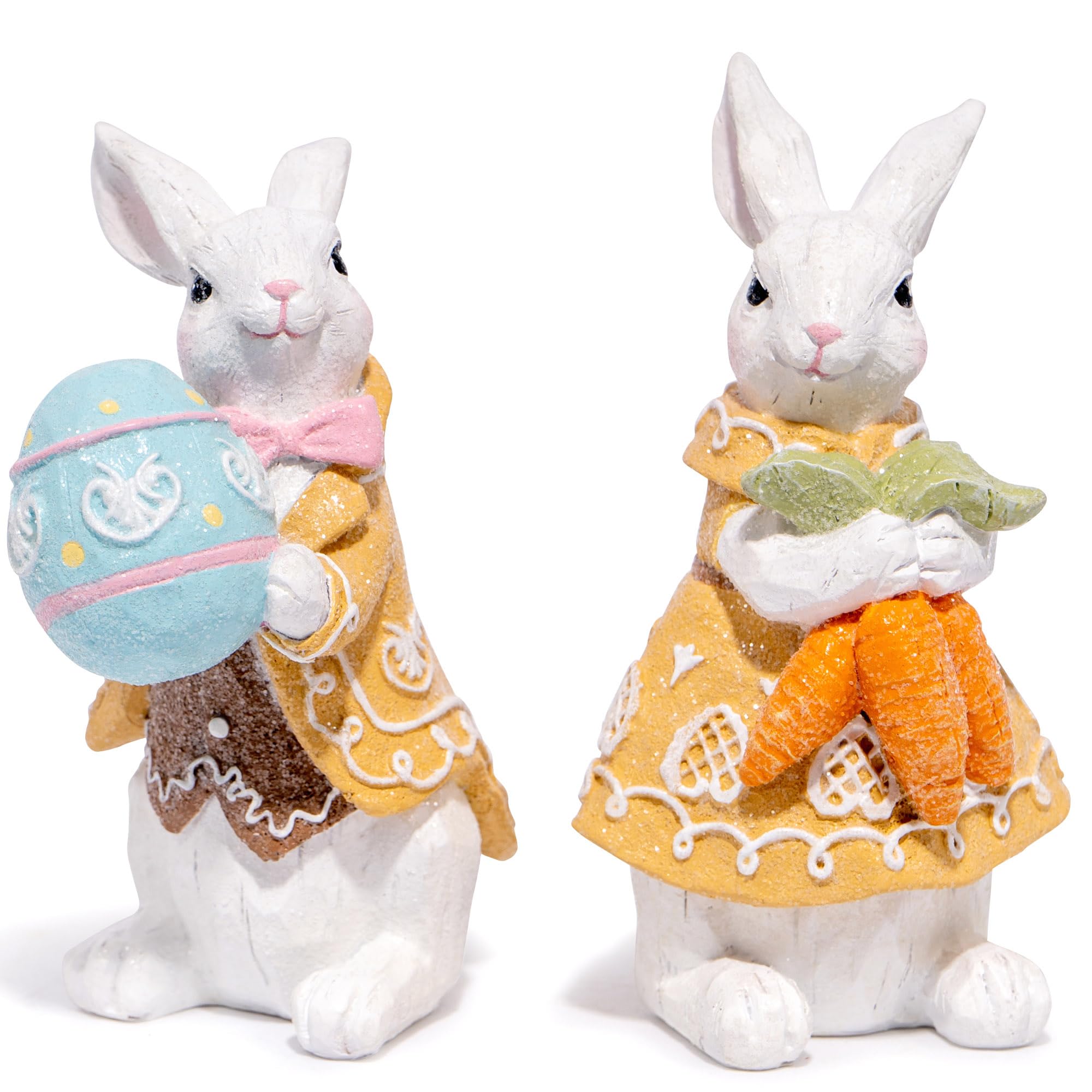 Amazon.com: Hodao 2 PCS Easter Bunny Couple Decoration Spring Easter ...