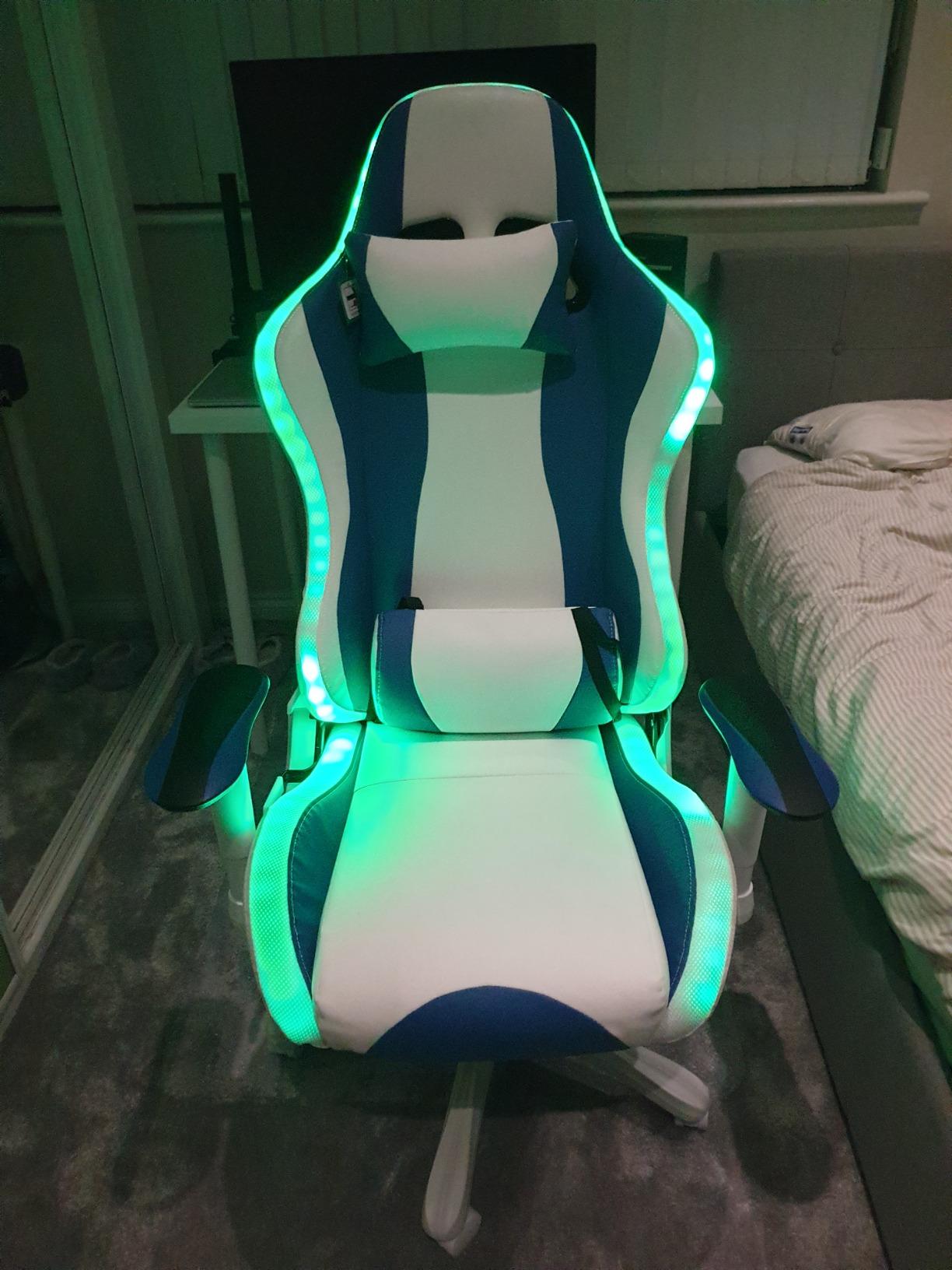 Vinsetto RGB LED Light Gaming Chair, PU Leather Thick Padding High Back ...
