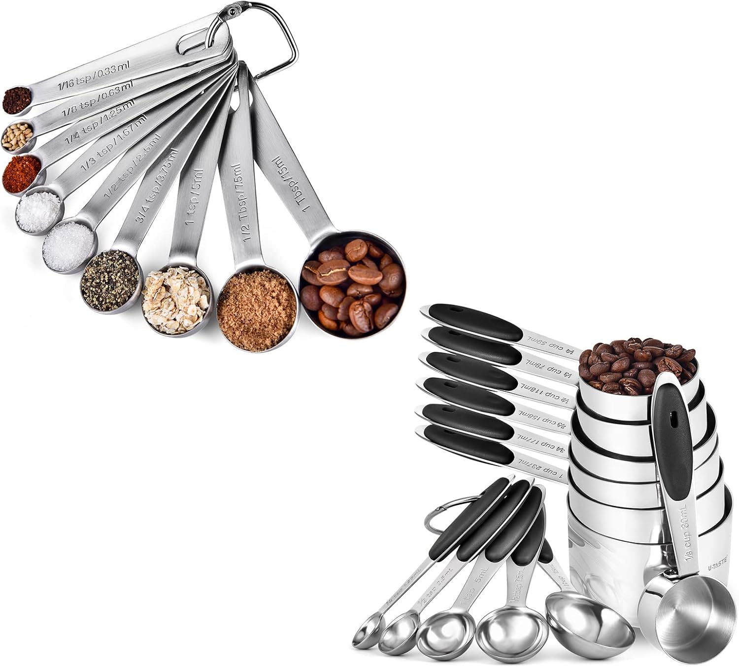 Amazon.com: U-Taste 18/8 Stainless Steel Measuring Spoons Set for Dry ...