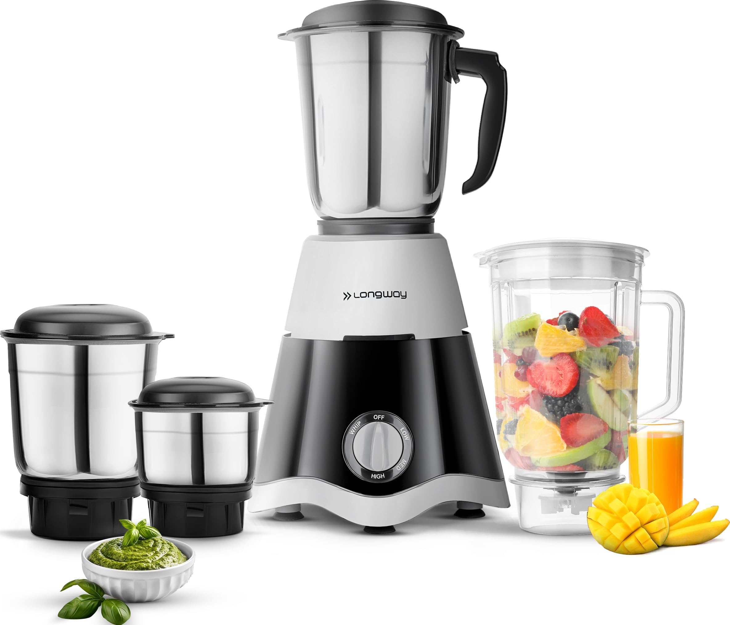 Buy Longway Super Dlx 750 Watt Juicer Mixer Grinder with 4 Jars for ...