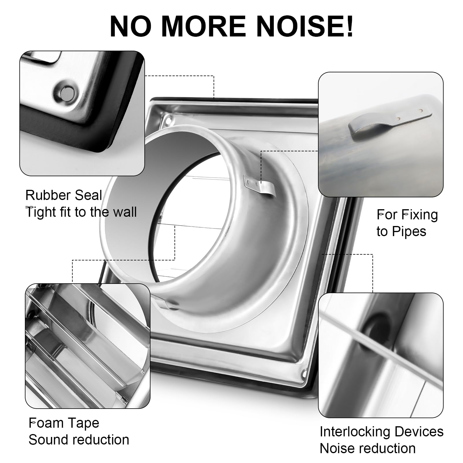 Snapklik.com : 4 Inches Metal Dryer Vent Cover Outdoor Stainless Steel ...
