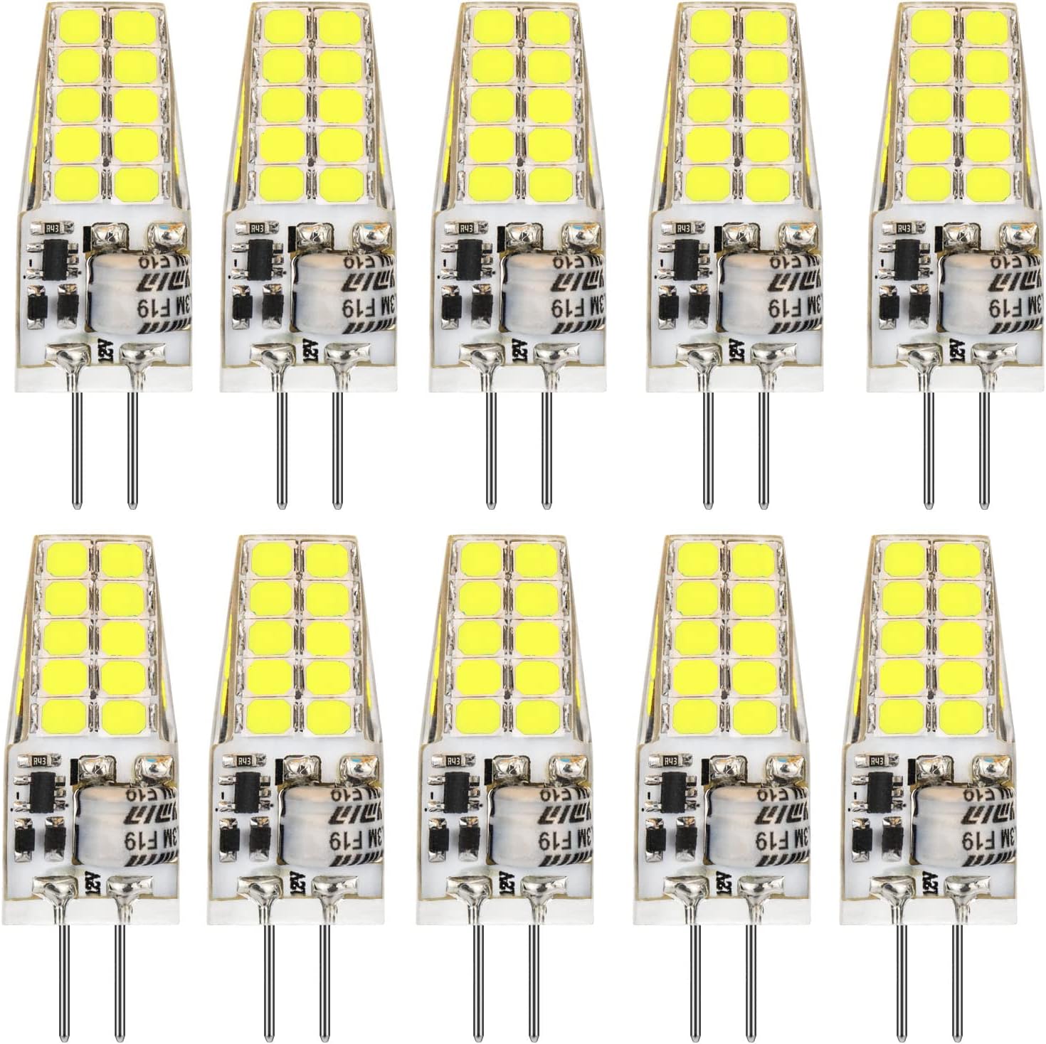 SCHERARX 10 Pcs G4 LED Bulbs, Daylight White 6000K Landscape Bulbs, 1.5W AC/DC 12V JC Bi-Pin ...