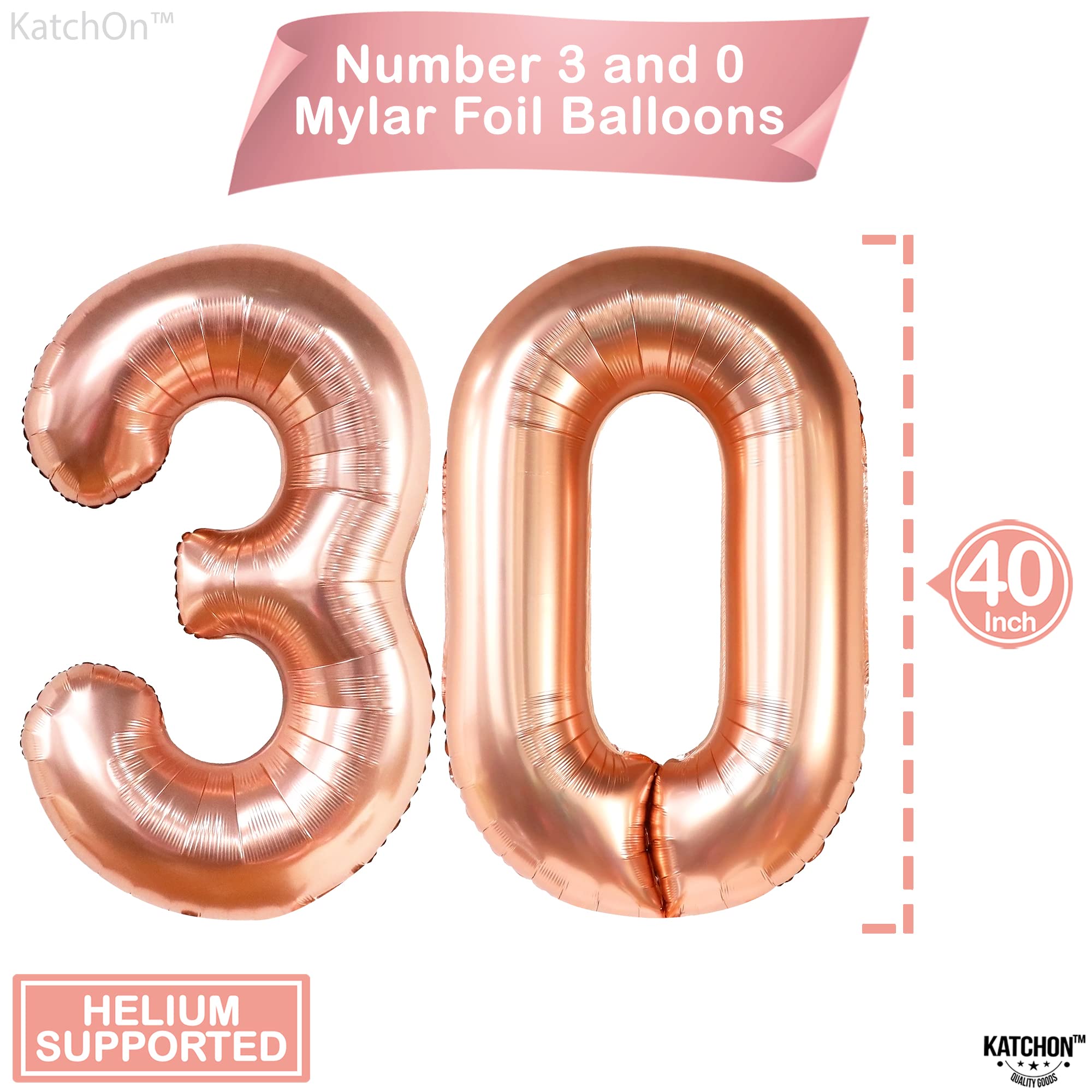 Buy Giant, Rose Gold 30 Balloons - 40 Inch | 30th Birthday Balloons ...