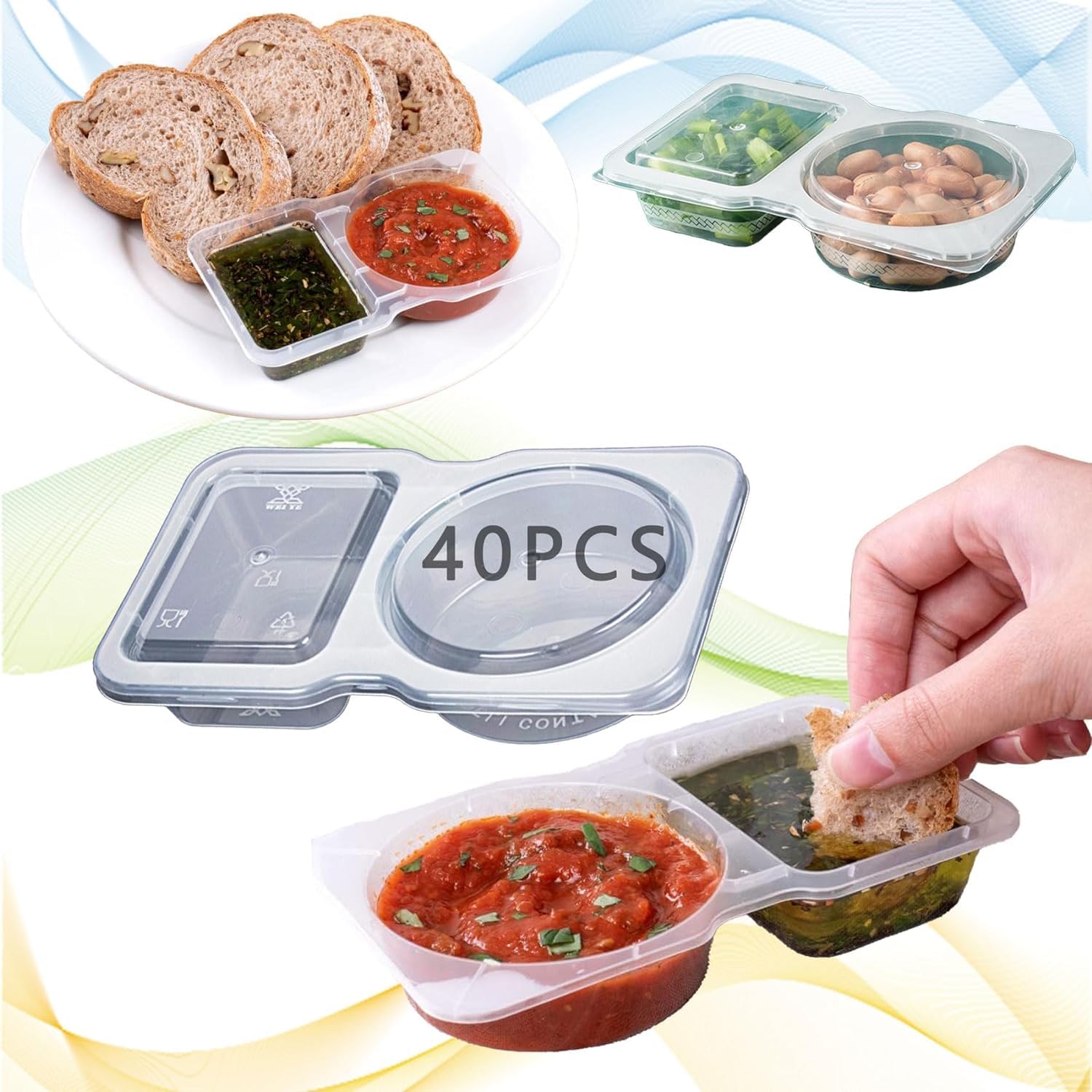 Wzenclave Double Compartment Condiment Container, Double Condiment ...