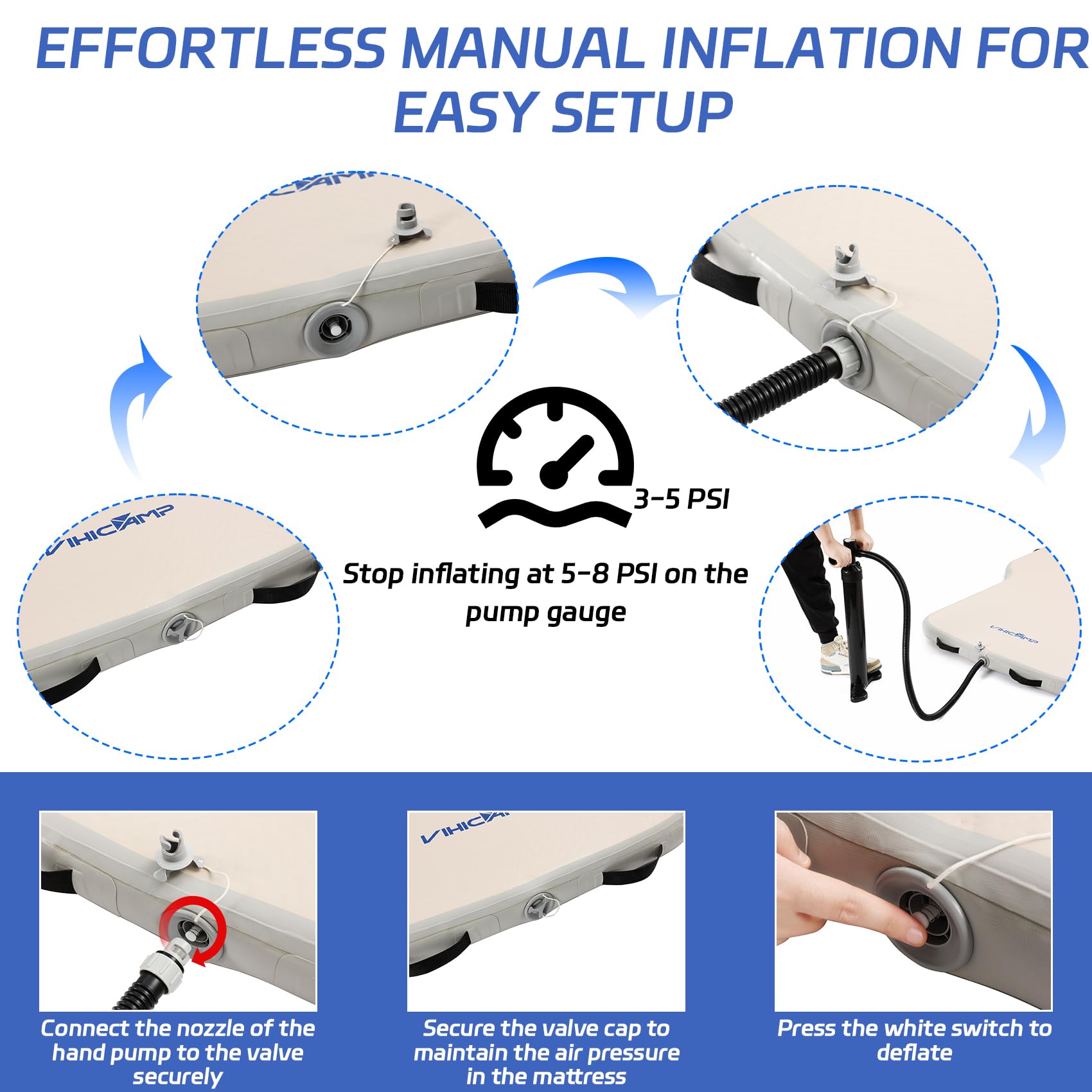 Vihicamp Inflatable Car Mattress - 3.15" Camping Air Mattress for SUVs ...