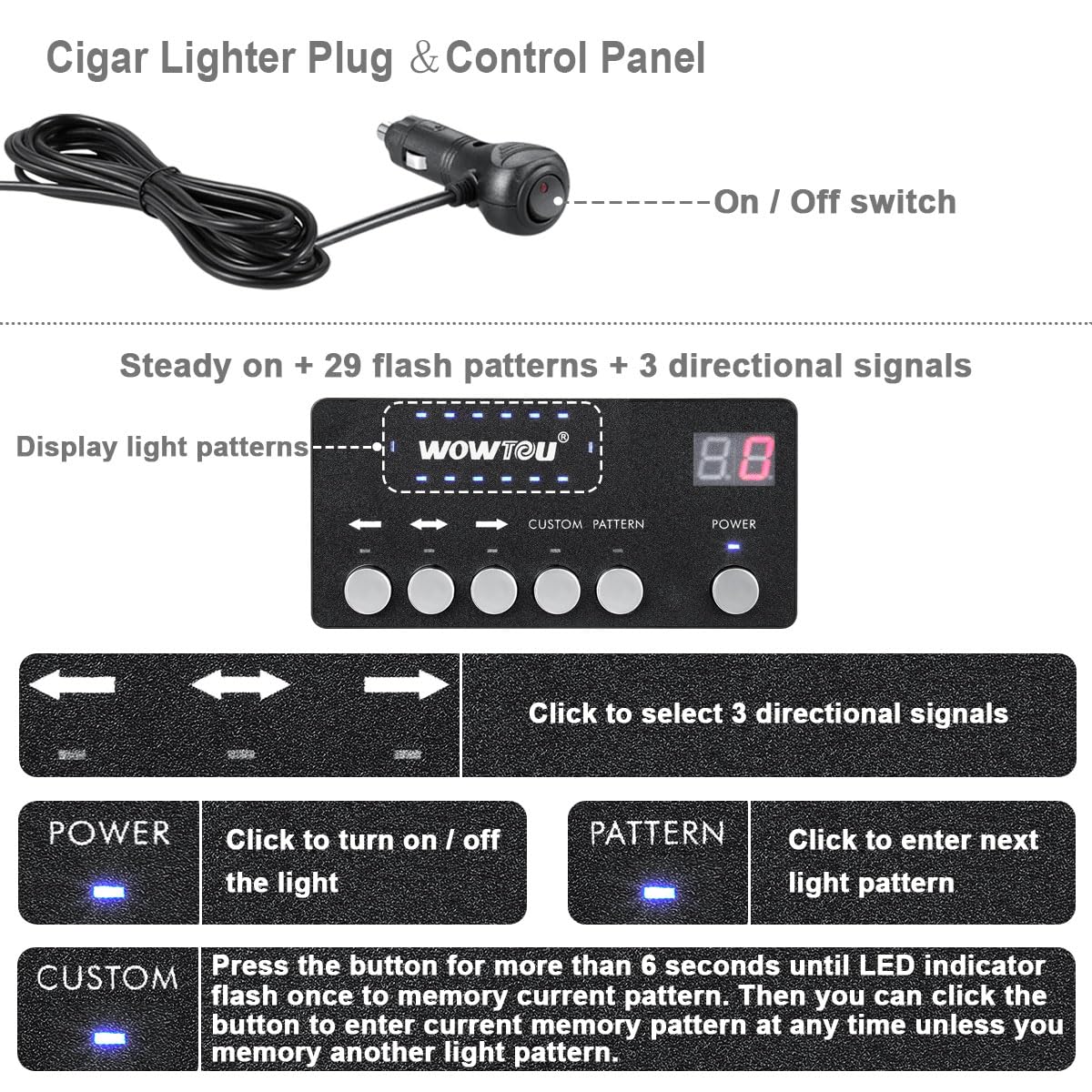 Snapklik.com : WOWTOU Rooftop Safety Flashing 56 LED Amber White ...
