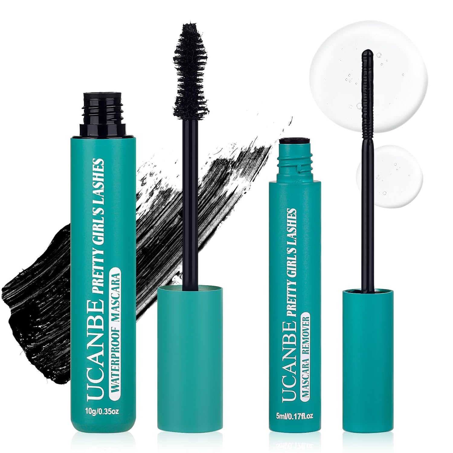 Amazon.com : UCANBE Black Mascara and Remover Set, Waterproof Fiber Oil ...
