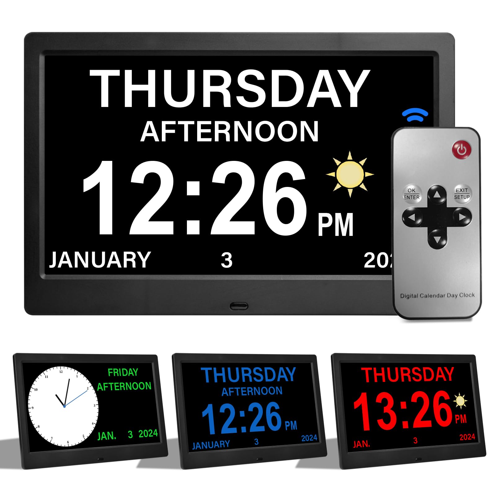 LKUWEE Dementia Clock, Electronic Calendar Day Date, Alarm Clocks for ...