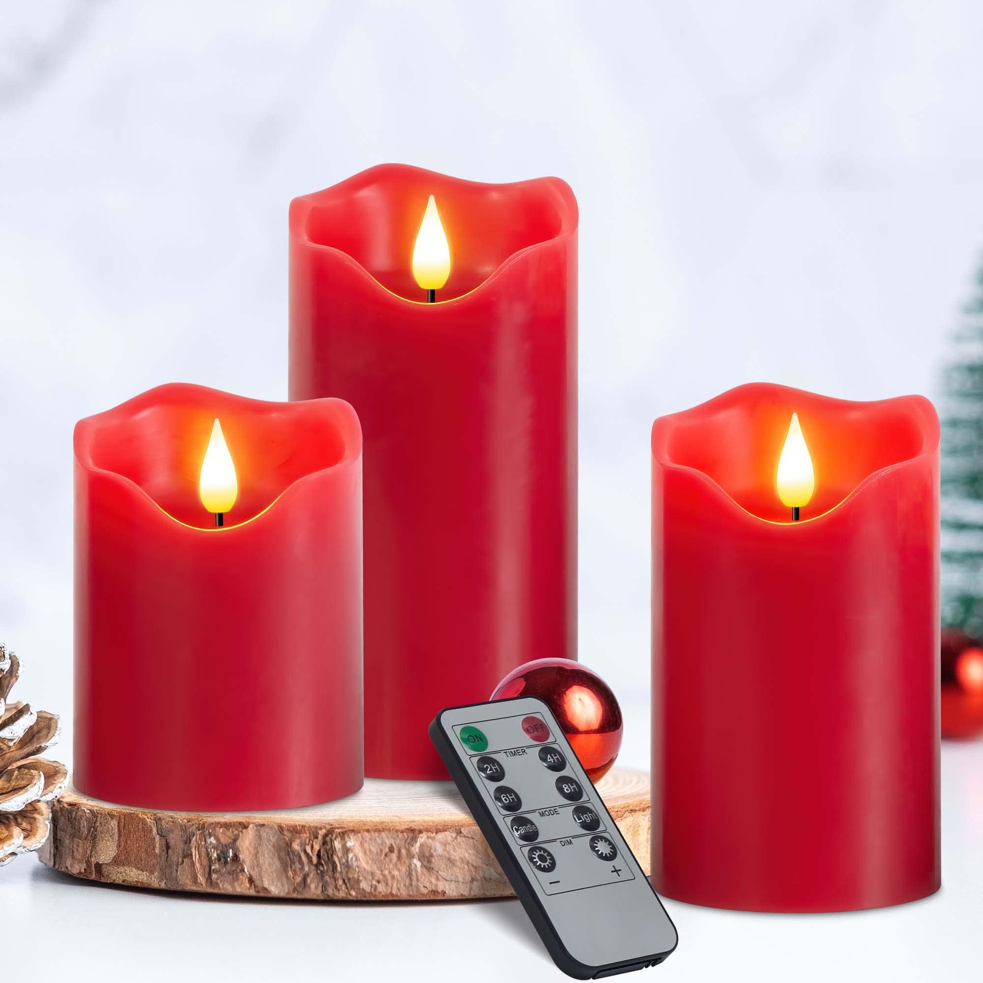 Amazon.com: HN HAIINAA Real Wax Red Flameless Candles, Battery Operated ...