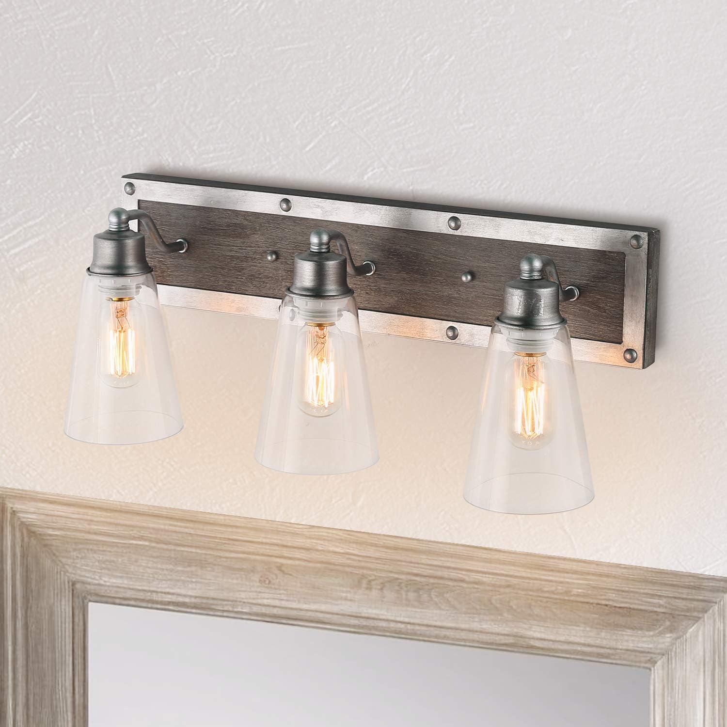 Amazon.com: LOG BARN 3 Lights Rustic Vanity Light in Real Distressed ...