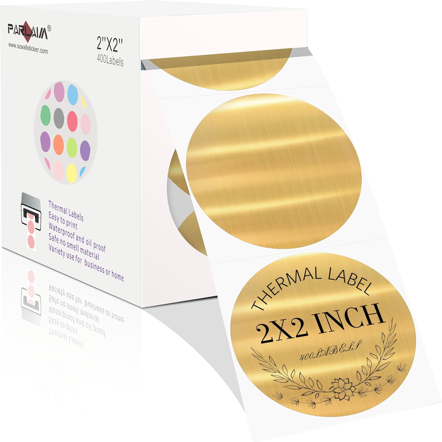Amazon.com : PARLAIM 2”Thermal Label Stickers,Brashed Golden Circle ...