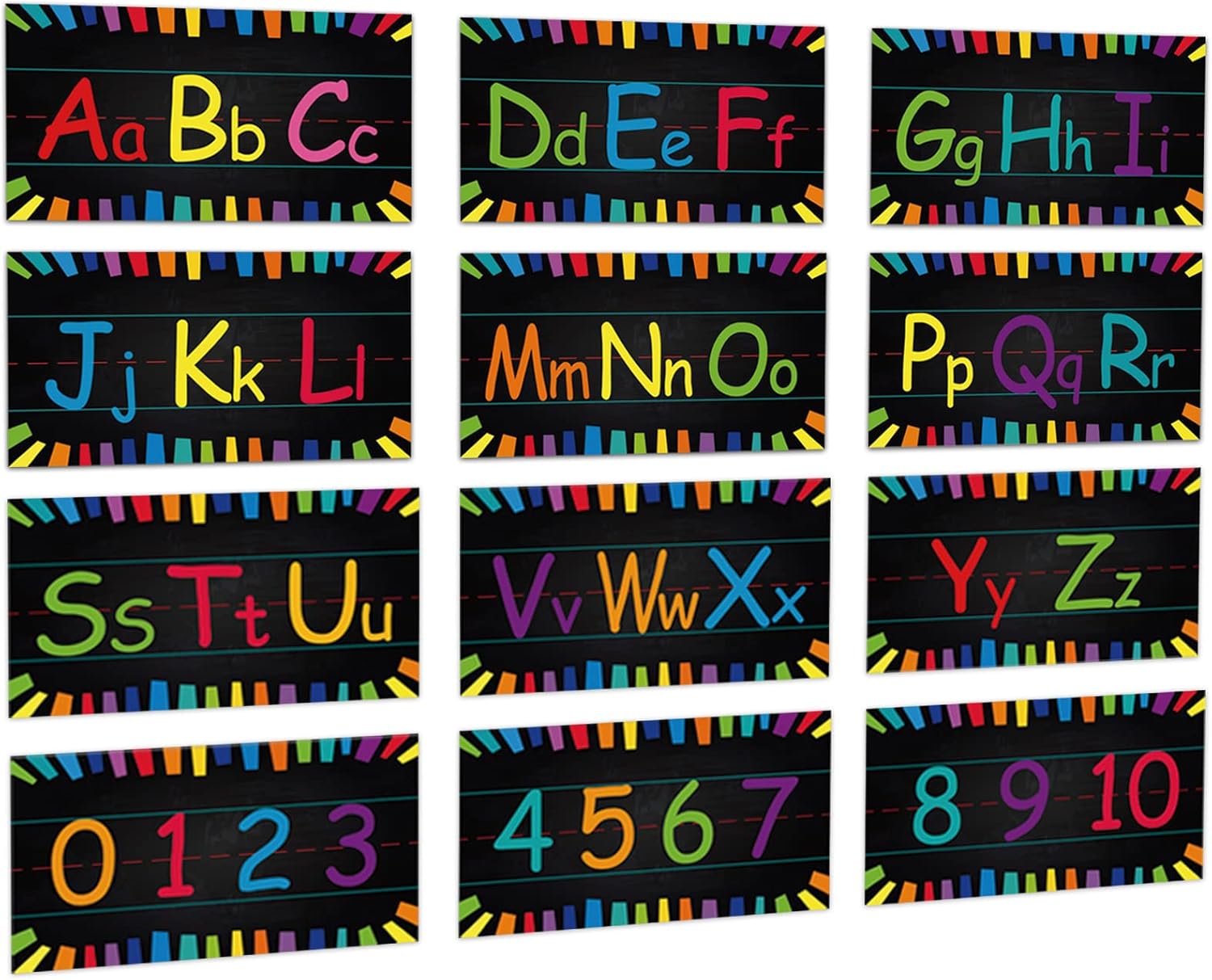 Amazon.com: JAKI Alphabet Bulletin Board Set ABC Poster Chart Number 0 ...