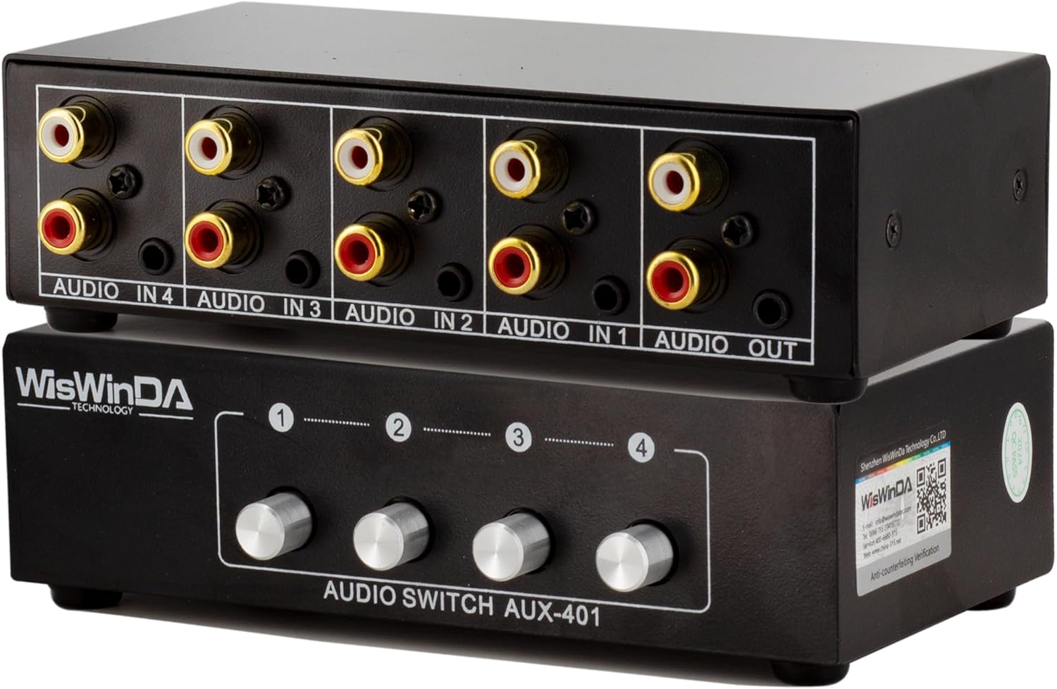 Amazon.com: WisWinDa 4-in 1-Out RCA 3.5mm AuxAudio Switch Box Audio ...