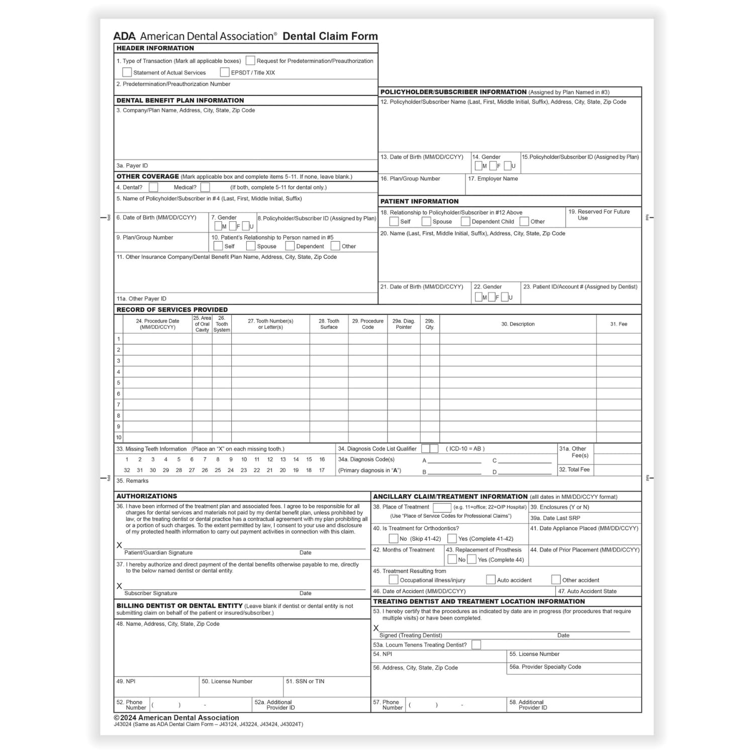 Amazon.com : ComplyRight ADA Dental Claim Forms (2024 Version), Pack of ...