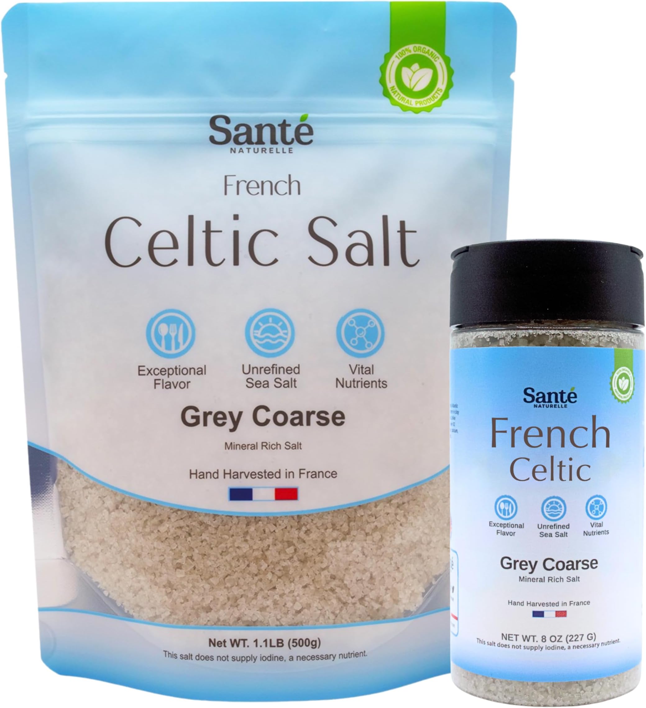 Amazon.com : Sante Grey Coarse Sea Salt Bundle – 8oz Shaker & 1.1lb ...