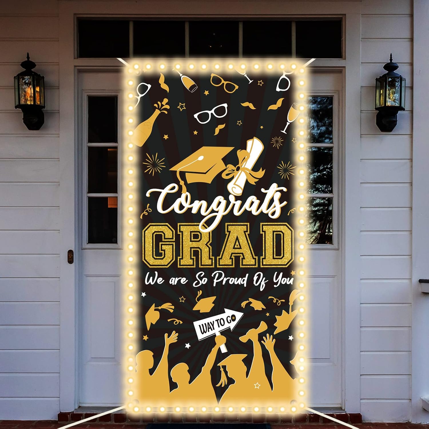 Amazon.com: 2024 Graduation Banner with Led-Light Strips Decor Congrats ...