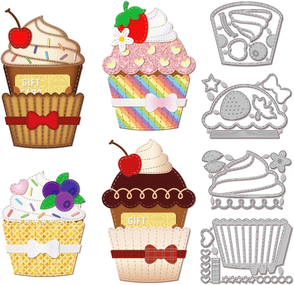 Amazon.com: Cupcake Shaker Metal Die Cuts,Birthday Cake Party Ice Cream ...