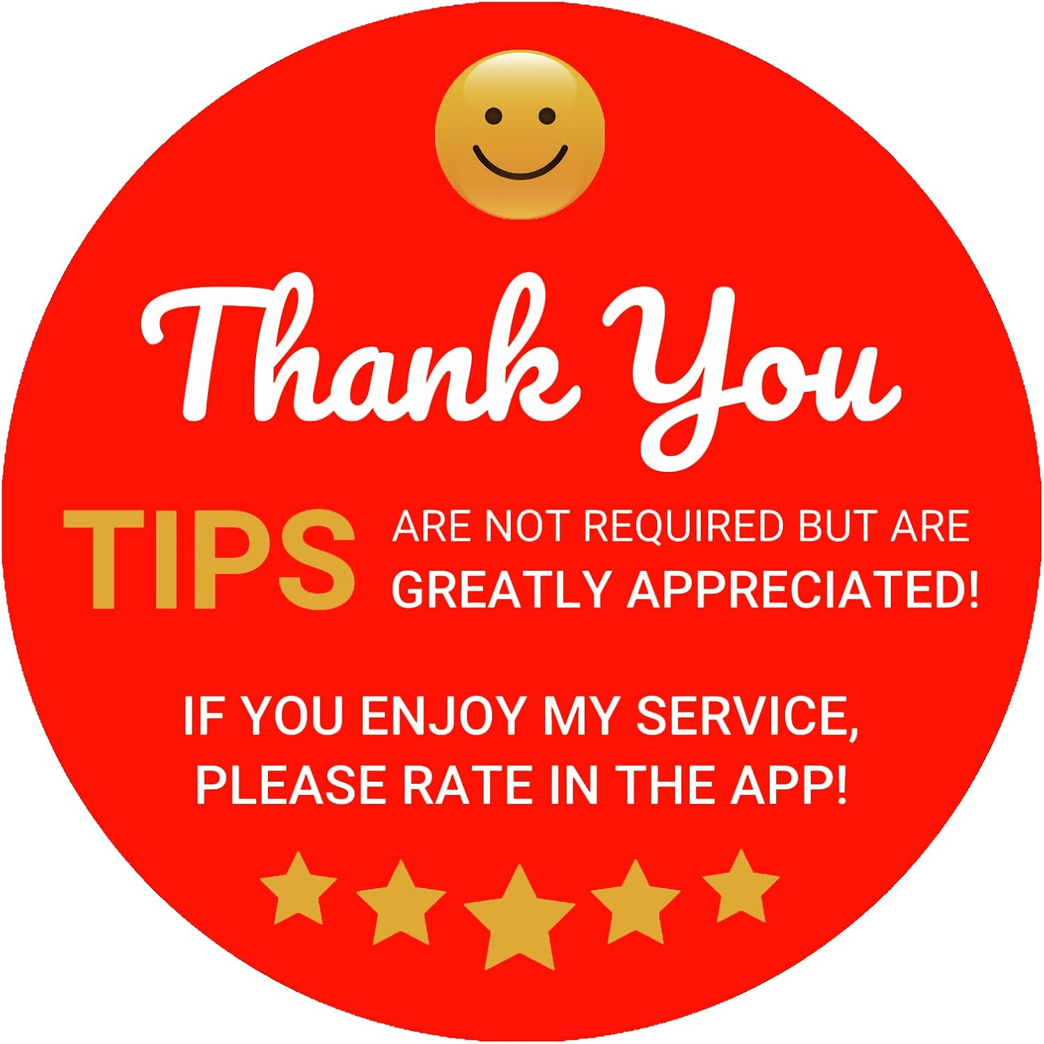 Amazon.com: 3 inch Thank You Tips Rating Stickers Food Delivery Driver ...