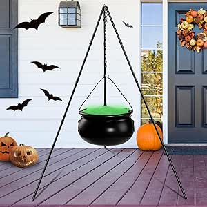 Amazon.com : SpringFlower Halloween Outdoor Decorations,13 inch Large Witches Cauldron On Tripod ...