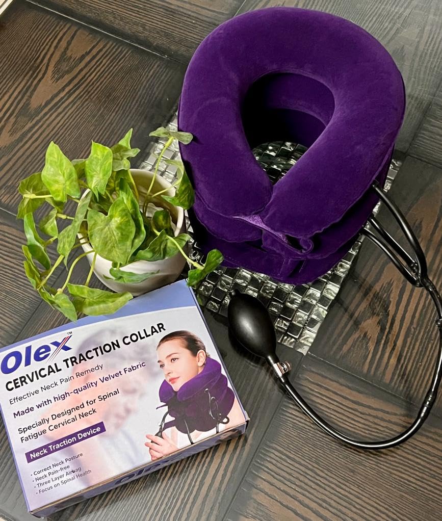 Olex Premium Velvet Cervical Neck Traction Collar for Pain And Stress ...